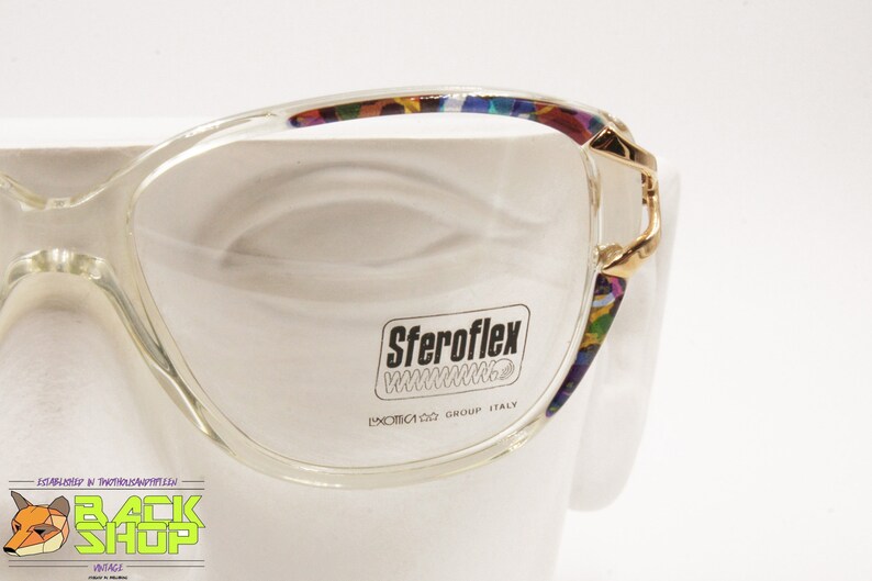 SFEROFLEX Frame Italy Vintage 80s Glasses Frame, Clear Acetate Rainbow Details, New Old Stock ...