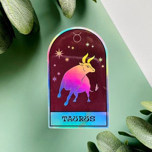 Taurus Zodiac Holographic Sticker Horoscope, Astrology Celestial Die ...