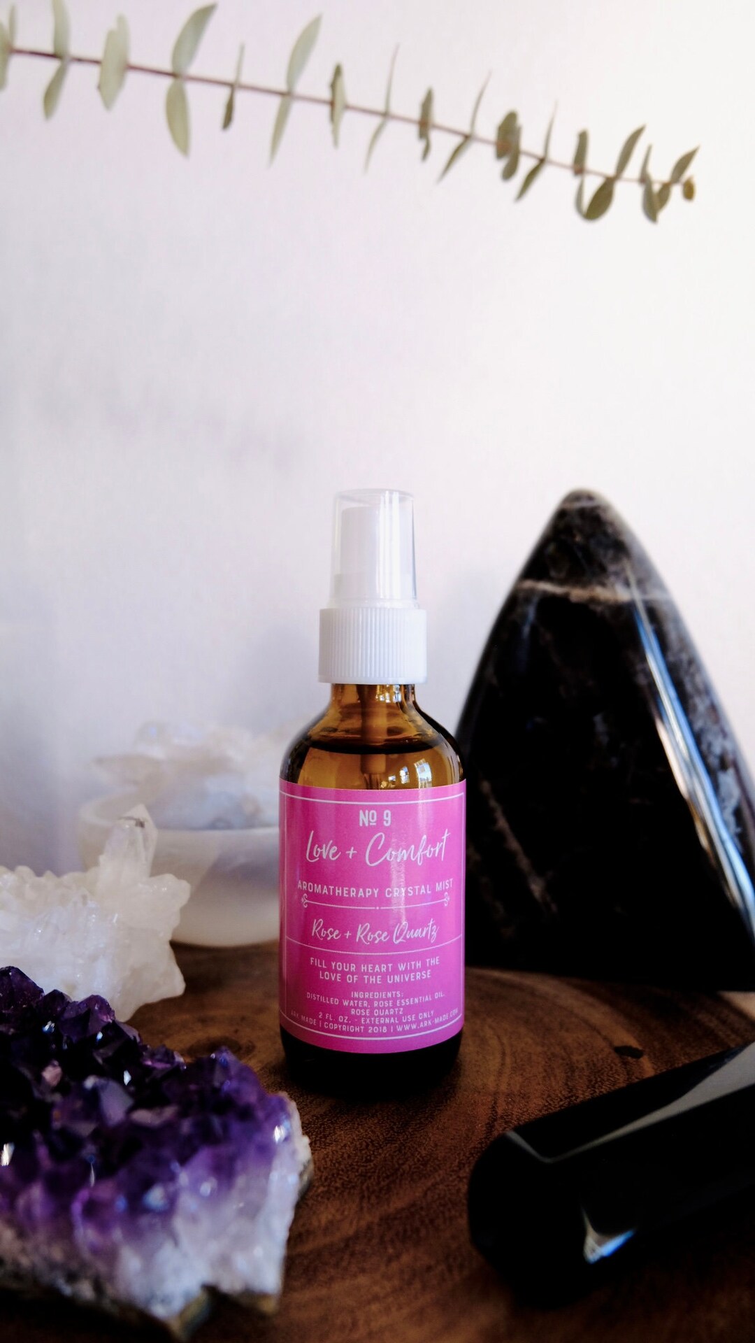 Love Comfort Aromatherapy Spray Rose Rose Quartz Room Mist Crystal ...