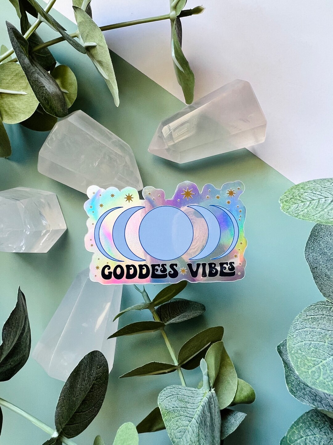 Goddess Vibes Holographic Sticker Goddess Die-cut Sticker Moon Phases ...