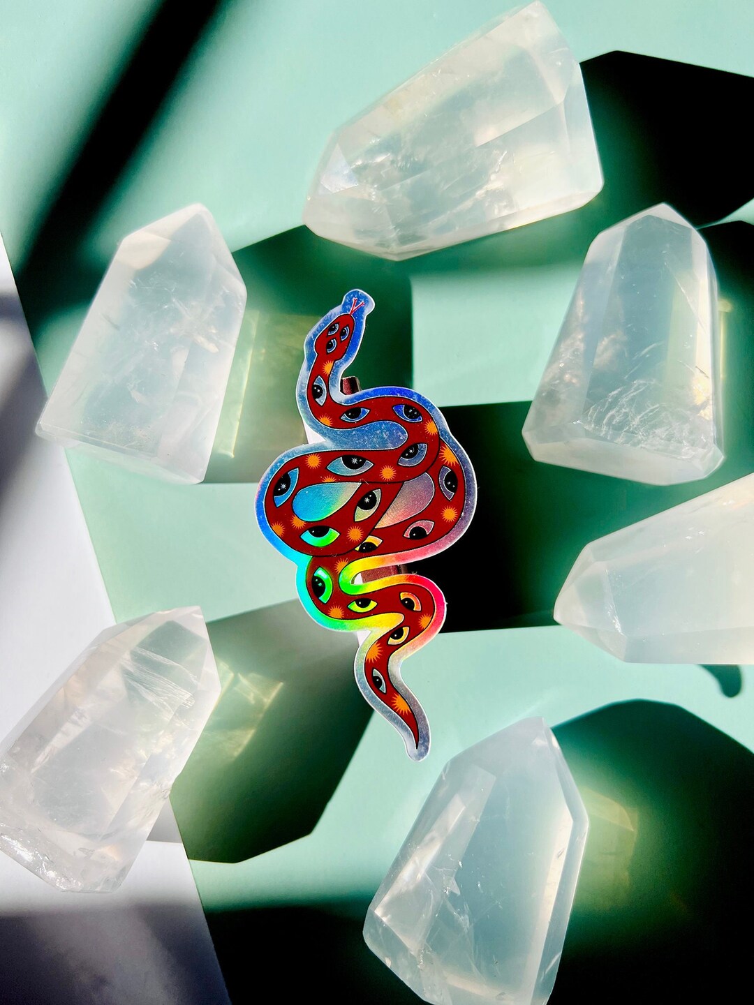 Wise Snake Medicine Holographic Sticker Celestial, Evil Eye, Protective ...