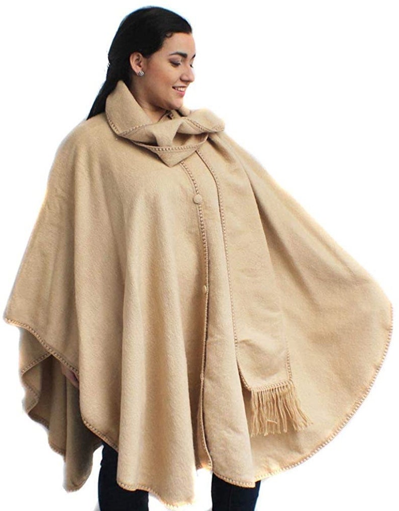 Women's Alpaca Wool Ponchos Scarf Attached and Cute Hat - Etsy