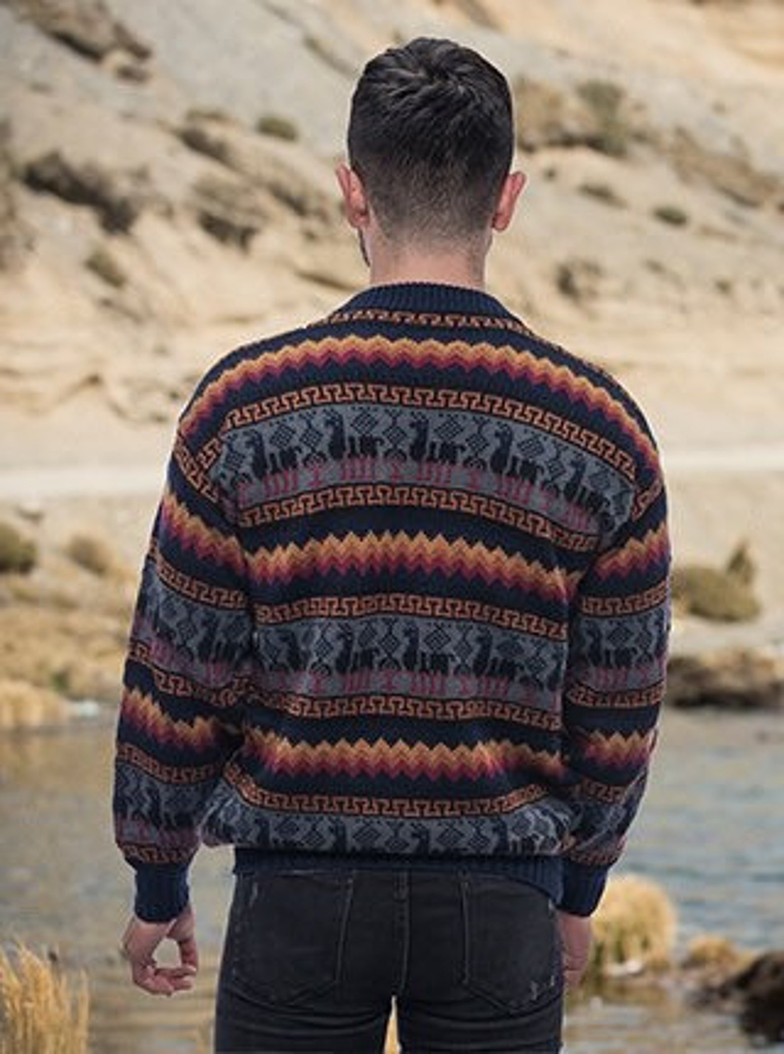 Alpaca Prints Sweater. Alpaca Wool - Etsy