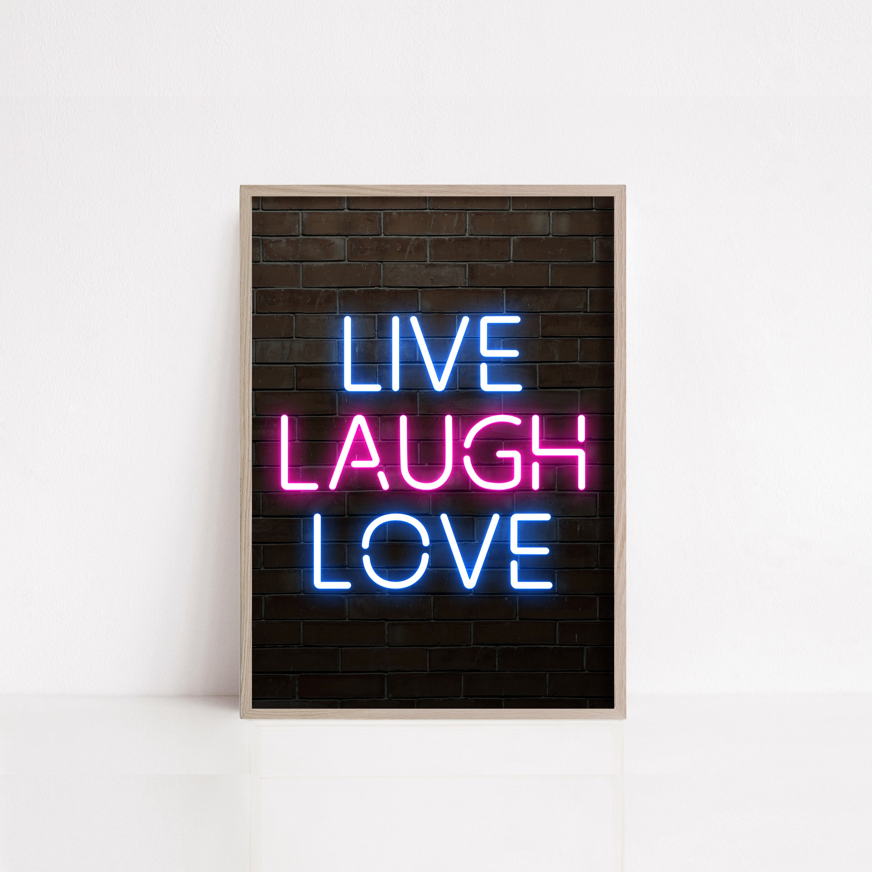 Live Laugh and Love Blue Pink Blue Neon Sign on Brick Wall - Etsy UK