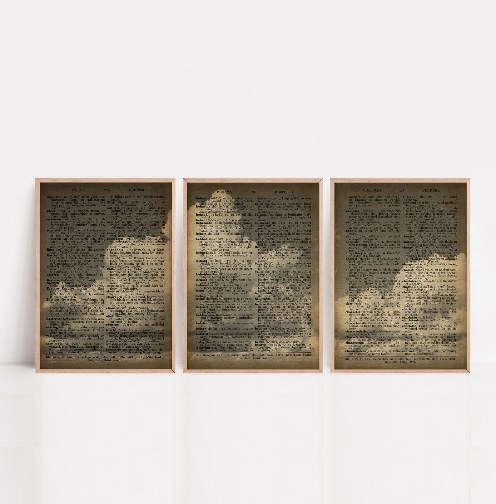 Mountains on Old Dictionary Texture Nature Set of 3 Art Prints - Etsy UK