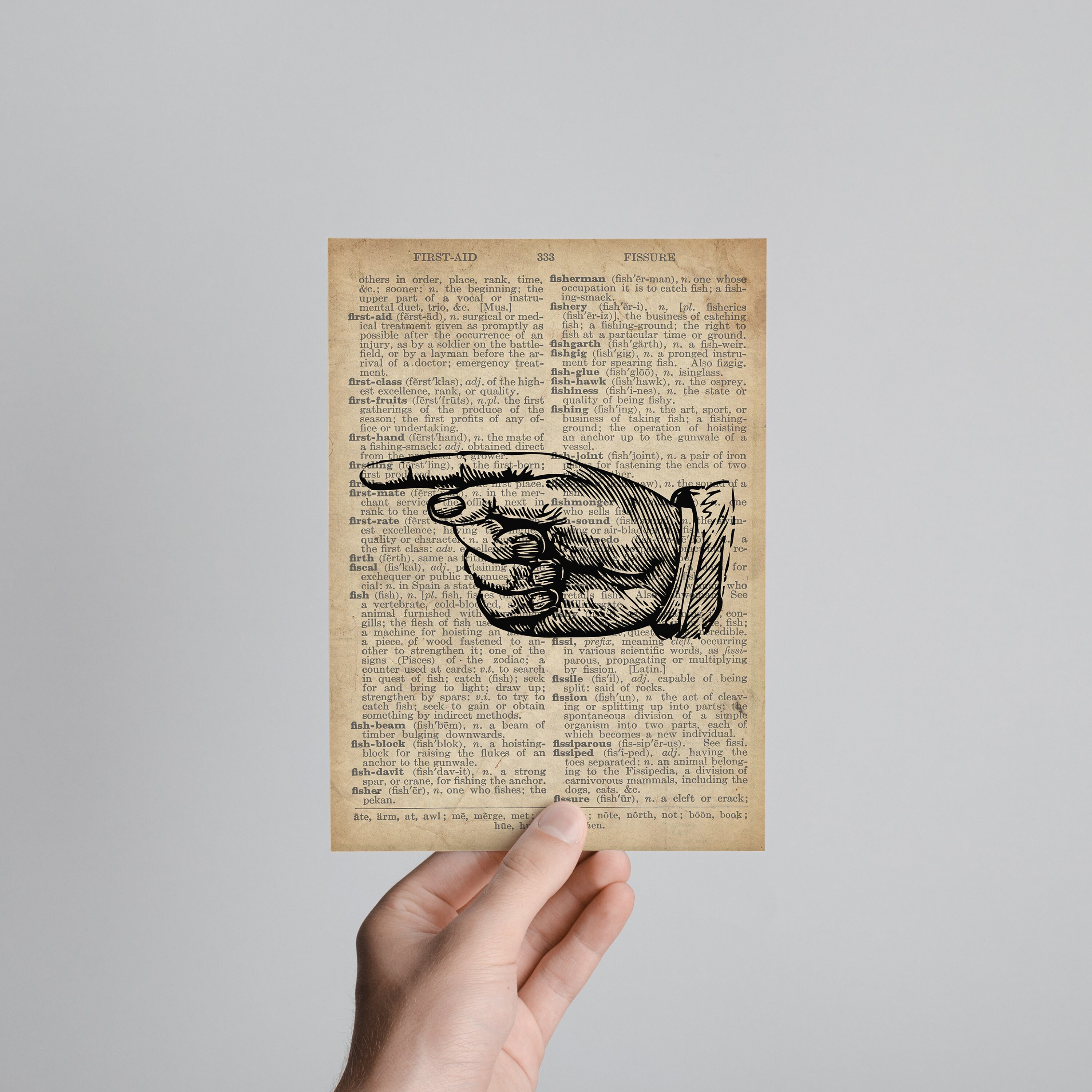 VICTORIAN POINTING FINGER Left Pointing Old Dictionary Page A3 - Etsy