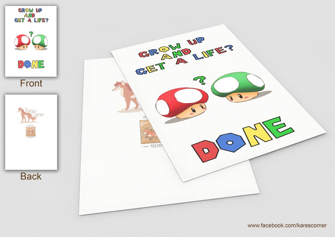 Mario Inspired Mushroom Greetings Card - Etsy