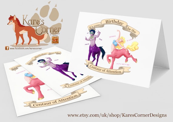 Centaur of Attention Birthday Card 3 Designs | Etsy