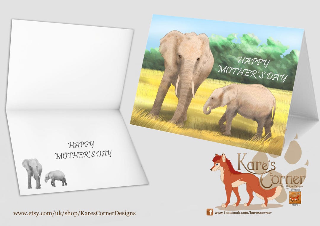 Elephants Mother's Day Card - Etsy