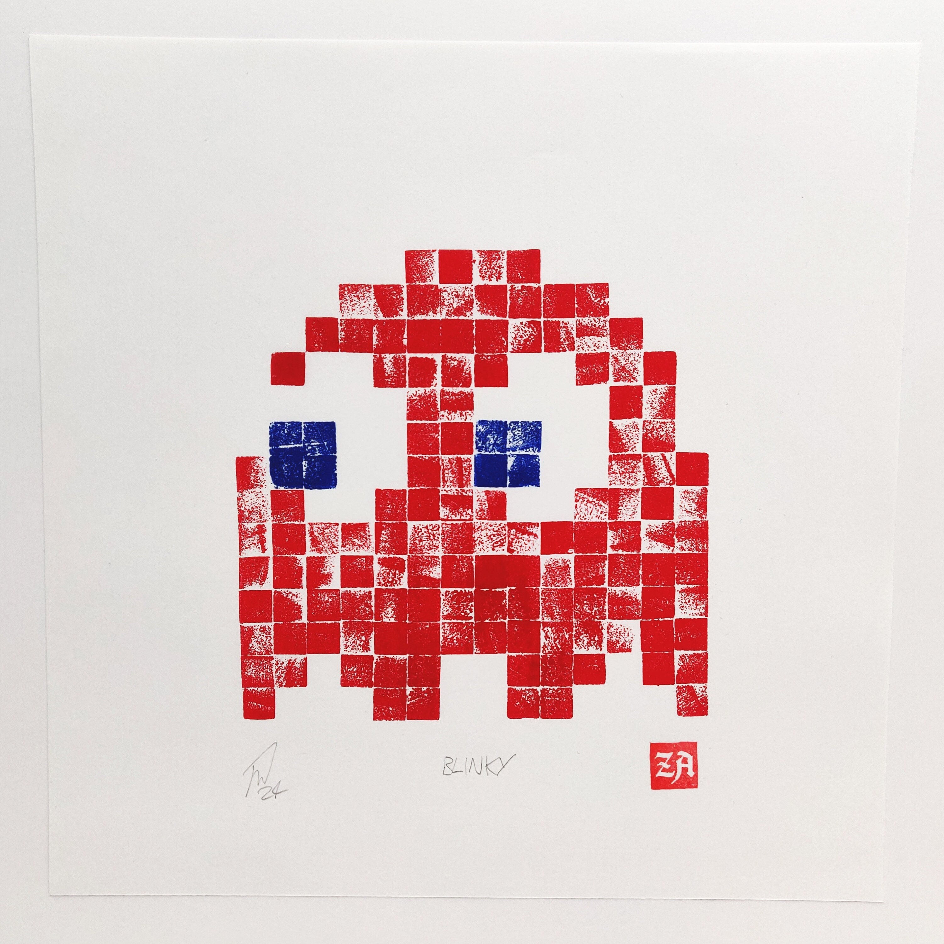 Pacman Print Pac-man Print Blinky Red Pacman Ghost Print Pixel Art ...