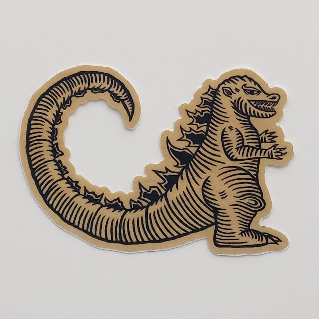 Medieval Godzilla Woodcut Die-cut Vinyl Sticker - Etsy