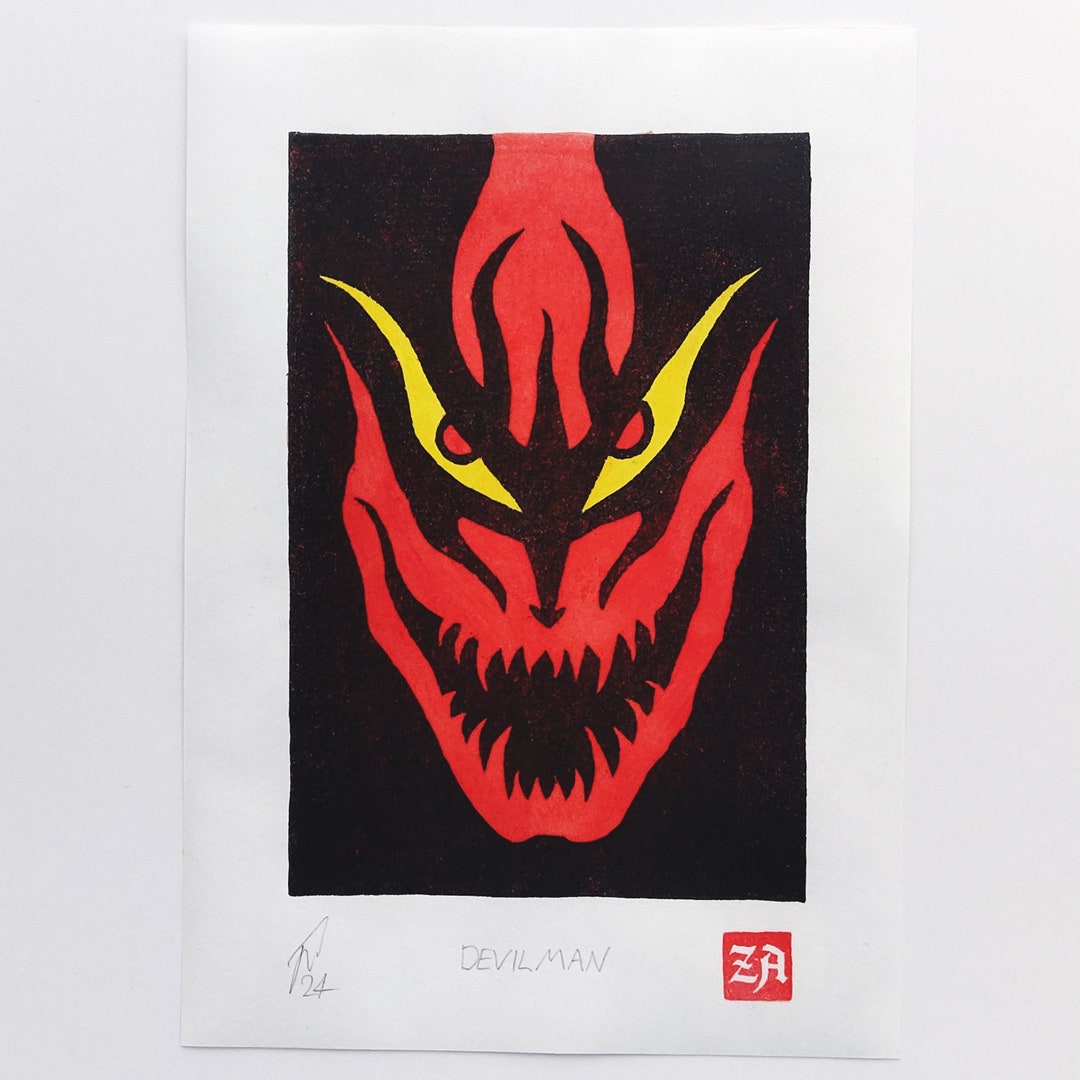 Devilman Print Devilman Crybaby Print Devil Man Print Woodblock Print ...