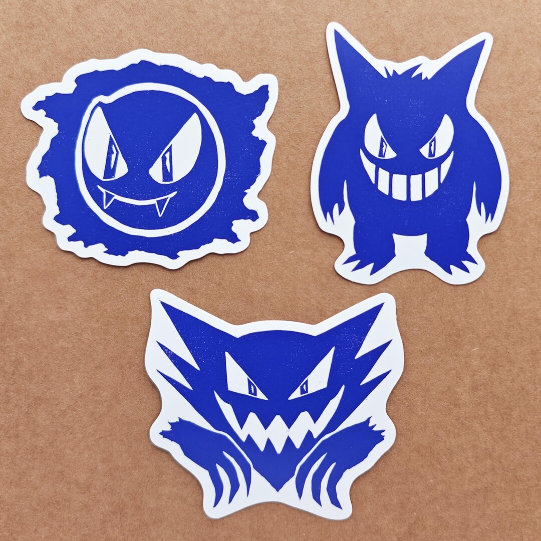 Pokemon Ghost Type Stickers: Gastly, Haunter, Gengar, Generation 1, Gen ...