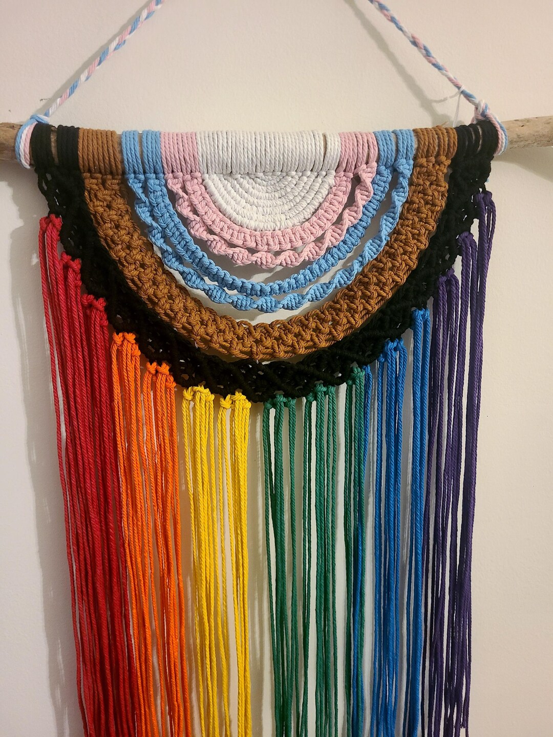 Progress Pride Driftwood Macrame Wall Hanging Lgbtq Art Handmade - Etsy
