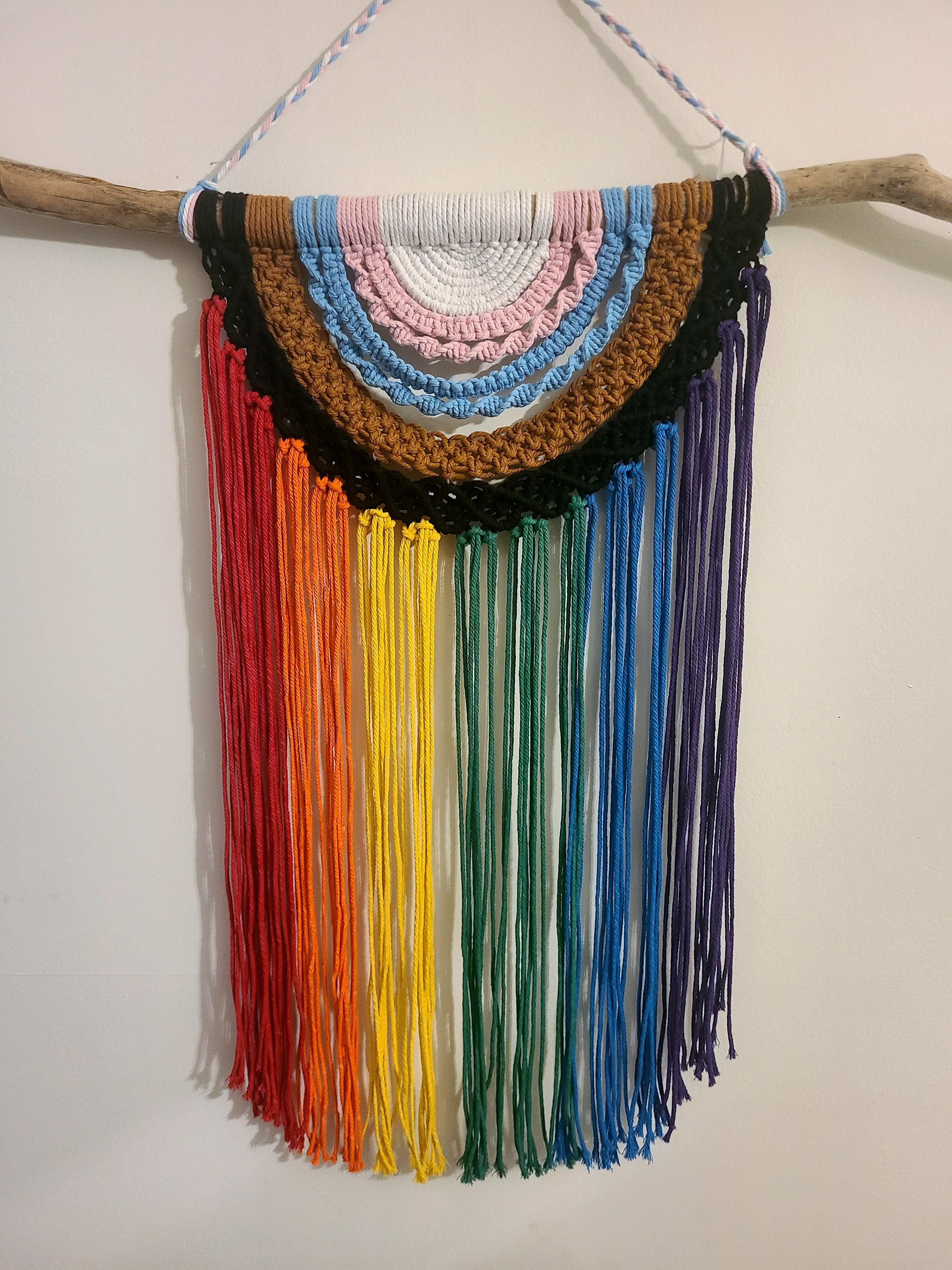 Progress Pride Driftwood Macrame Wall Hanging Lgbtq Art Handmade - Etsy