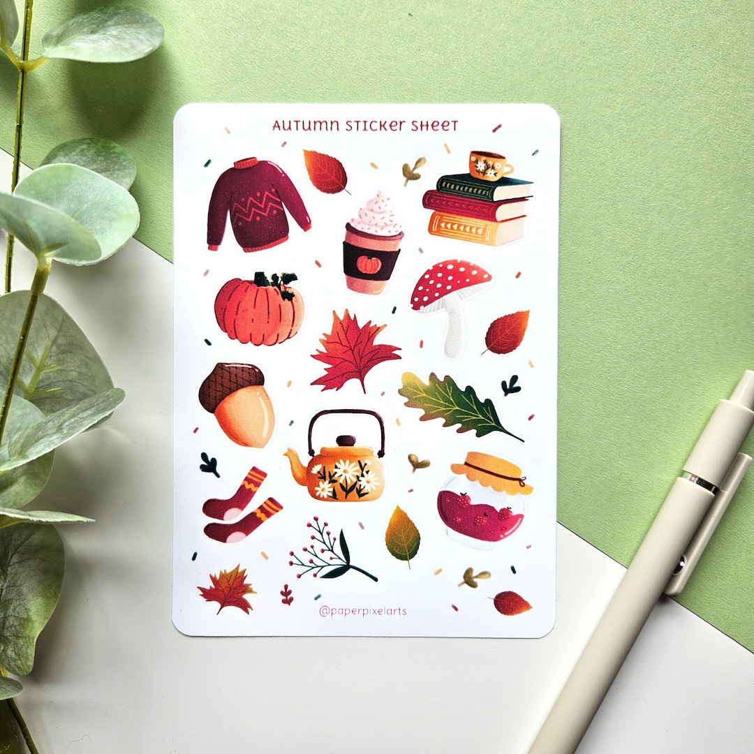 Autumn Sticker Sheet Fall Themed Stickers Bullet Journal Autumn Planner ...