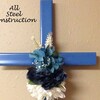 STEEL Infant Cross With Bear Figures// Infant Grave Marker// Baby Cross ...