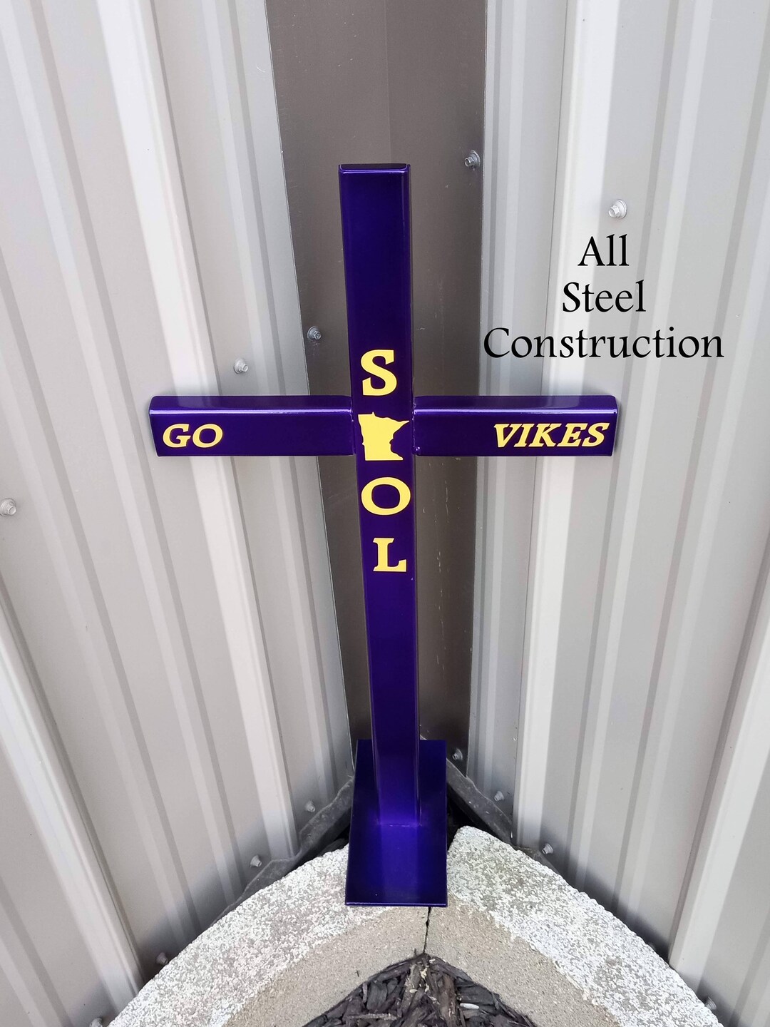 STEEL Personalized Cross// Vikings Cross// Cross// Skol Gift//purple ...