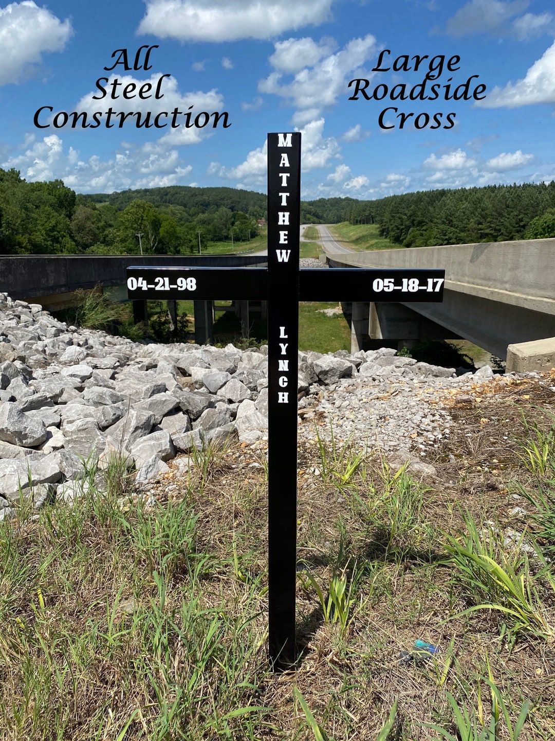 STEEL Personalized Roadside Cross// Memorial Cross// Grave - Etsy