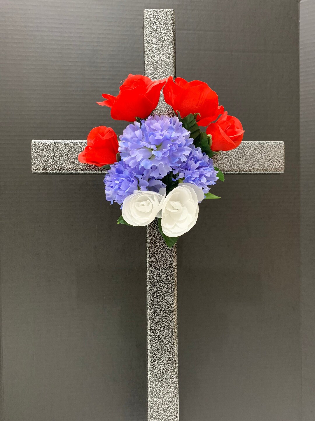 STEEL Silver Vane Memorial Cross Roadside Cross Grave Site - Etsy