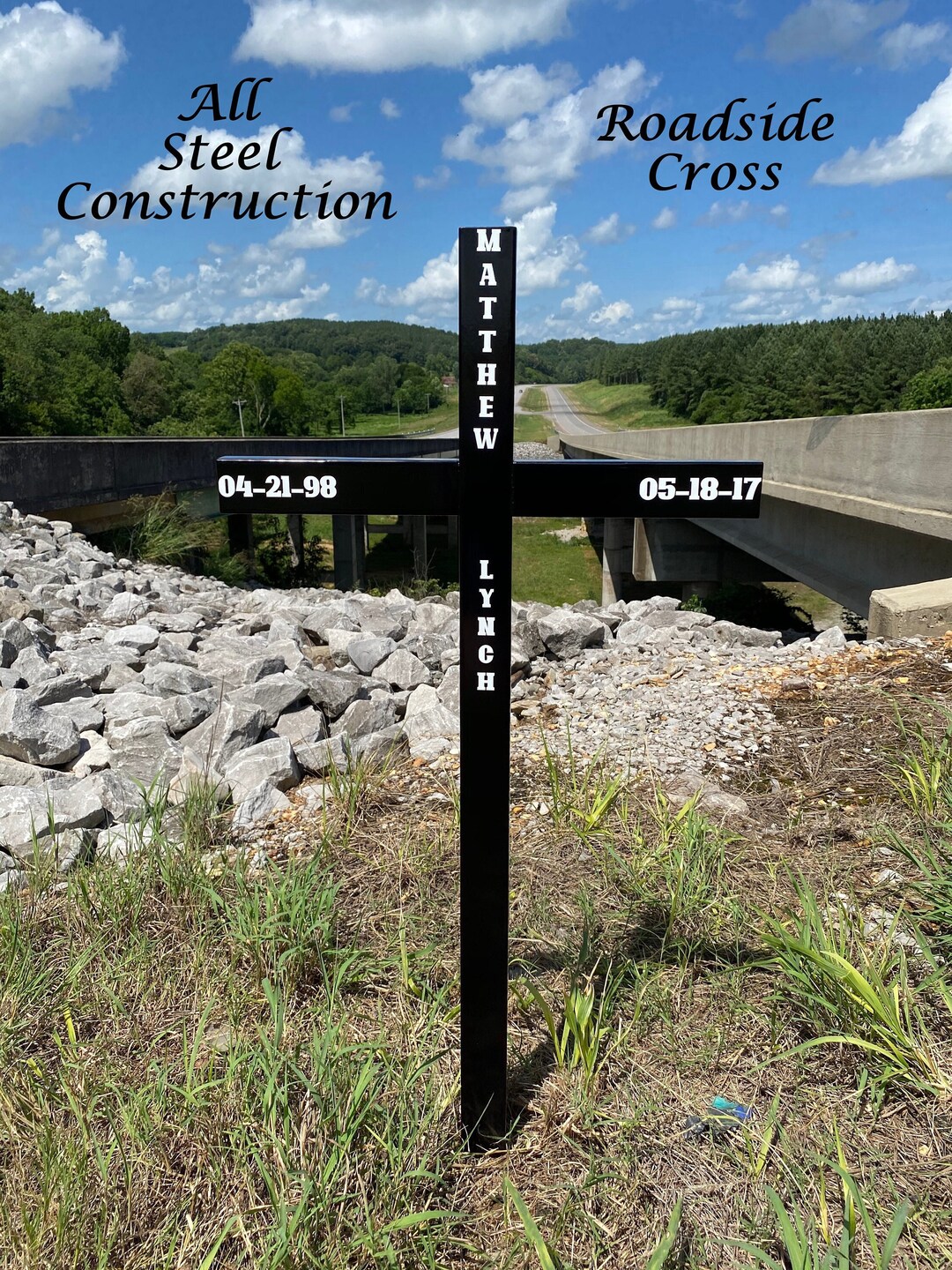 STEEL Personalized Roadside Cross// Memorial Cross// Roadside Memorial ...