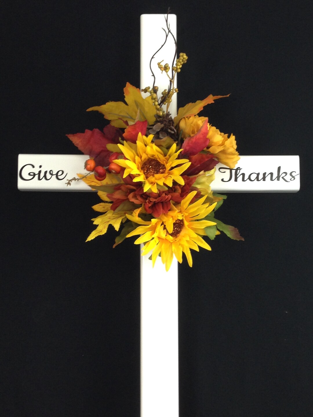 STEEL White Give Thanks Cross//thanksgiving Cross// 509 - Etsy