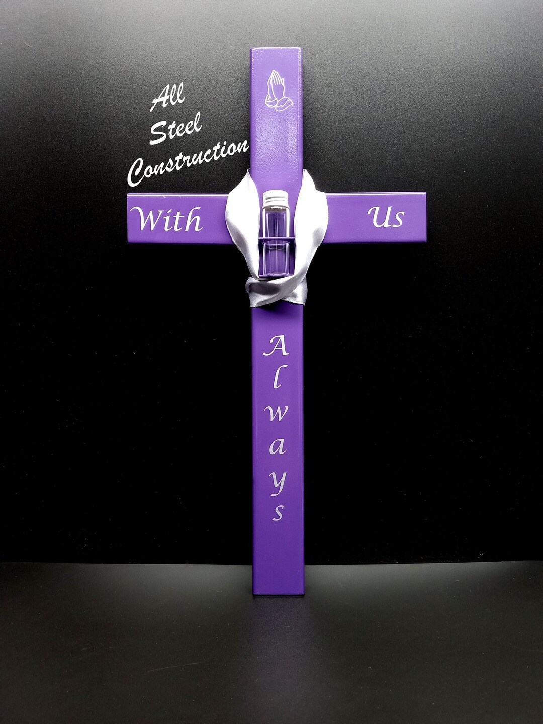 STEEL Ashes Wall Cross 18"// Cremation Ashes Container//cross Decor ...