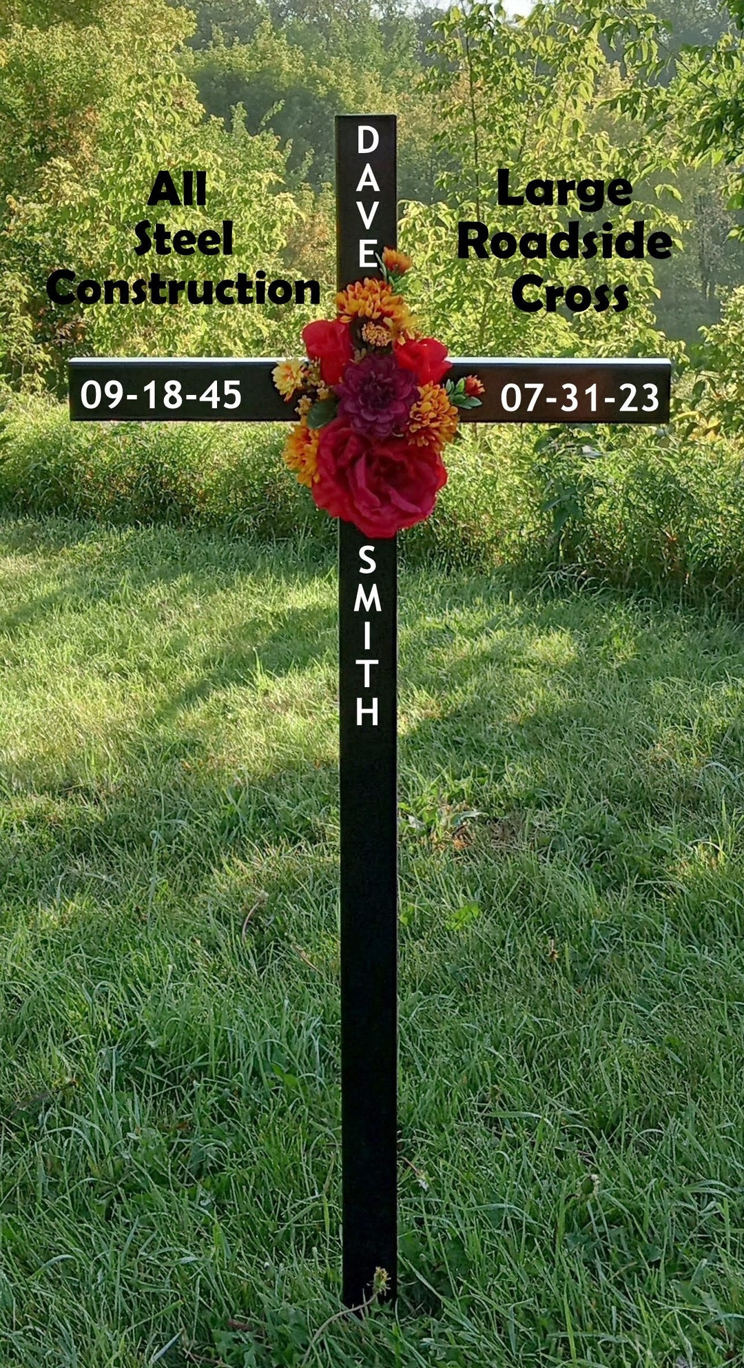 STEEL LARGE Roadside Cross 46"// Memorial Cross//roadside Memorial ...