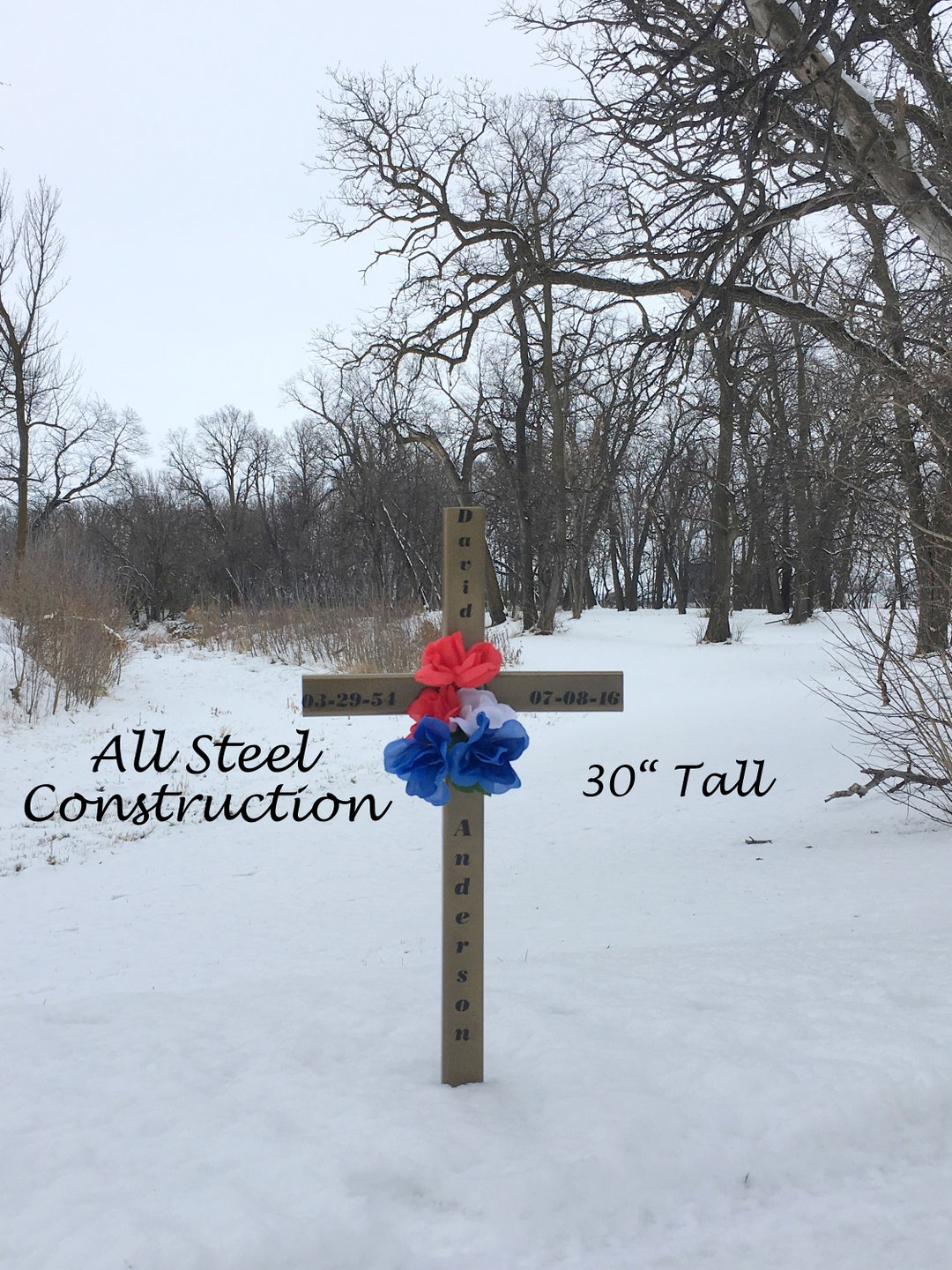 STEEL Personalized Roadside Memorial Cross 30 // 30x14x5roadside Cross ...