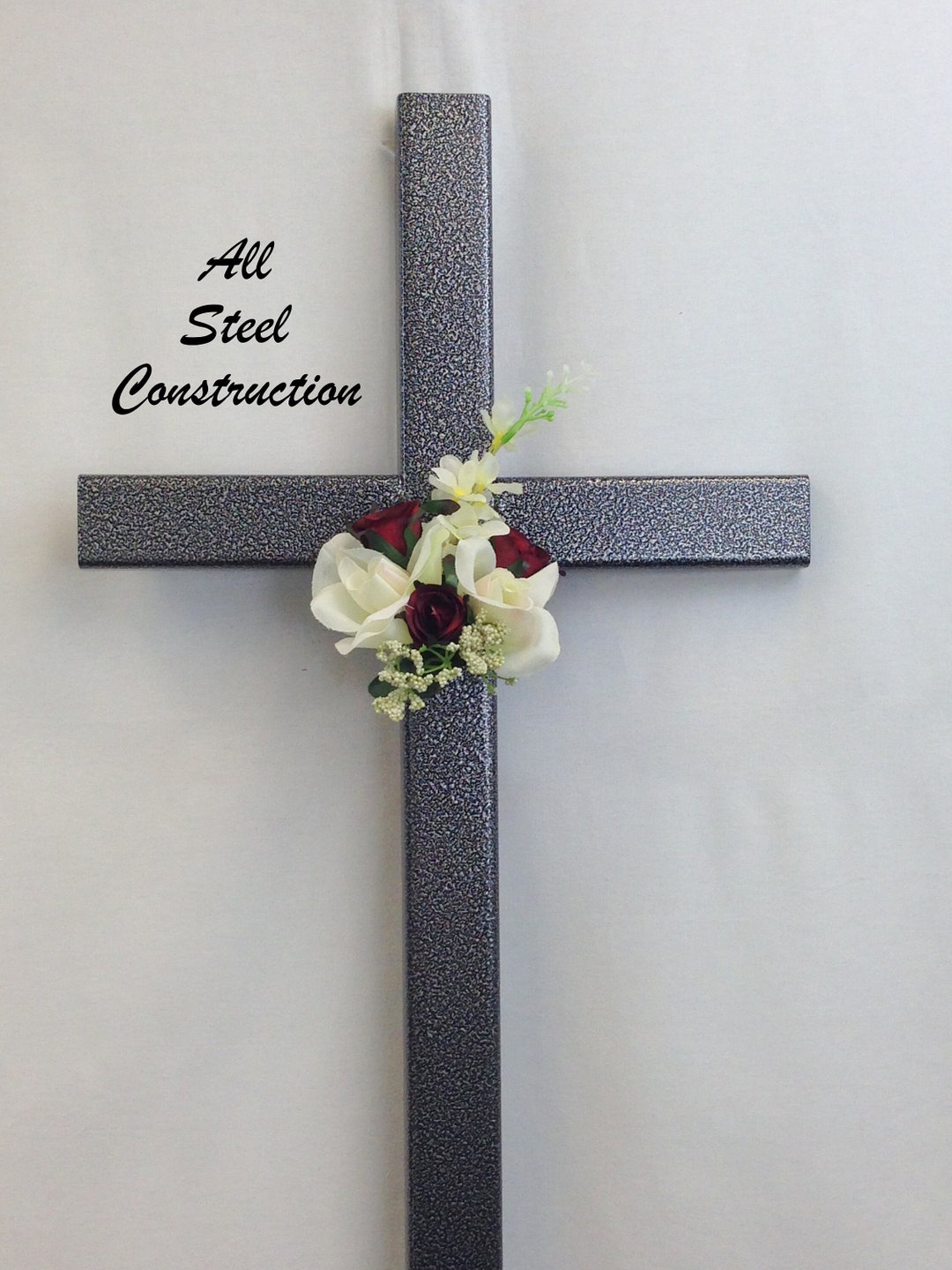 STEEL Cemetery Cross// Memorial Cross// Grave Site Cross// Cemetery ...