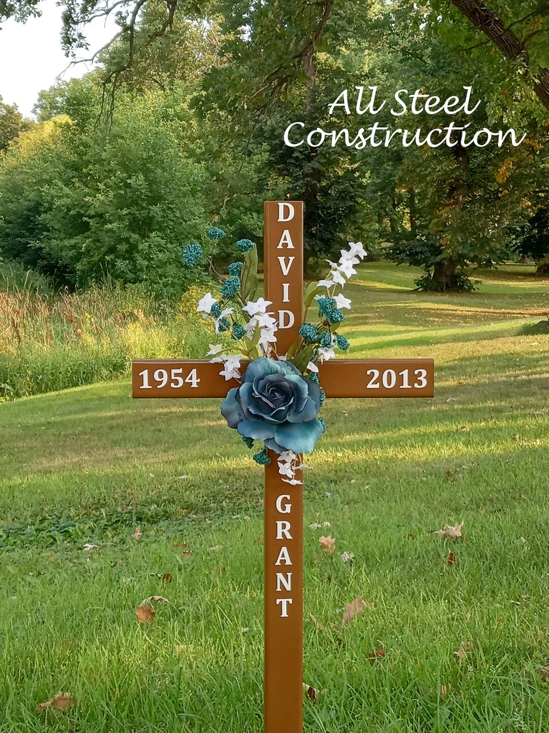 STEEL Memorial// Graveside Cross// Personalized Memorial//grave Site ...