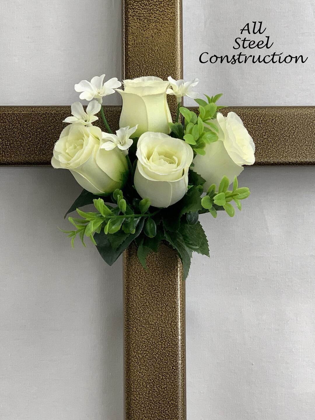 STEEL Memorial Cross, Graveside Cross, Grave Site Cross, Cemetary Cross ...