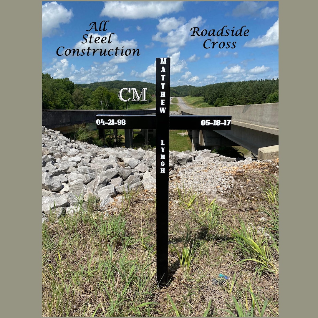 STEEL Personalized Roadside Cross// Memorial Cross// Roadside Memorial ...