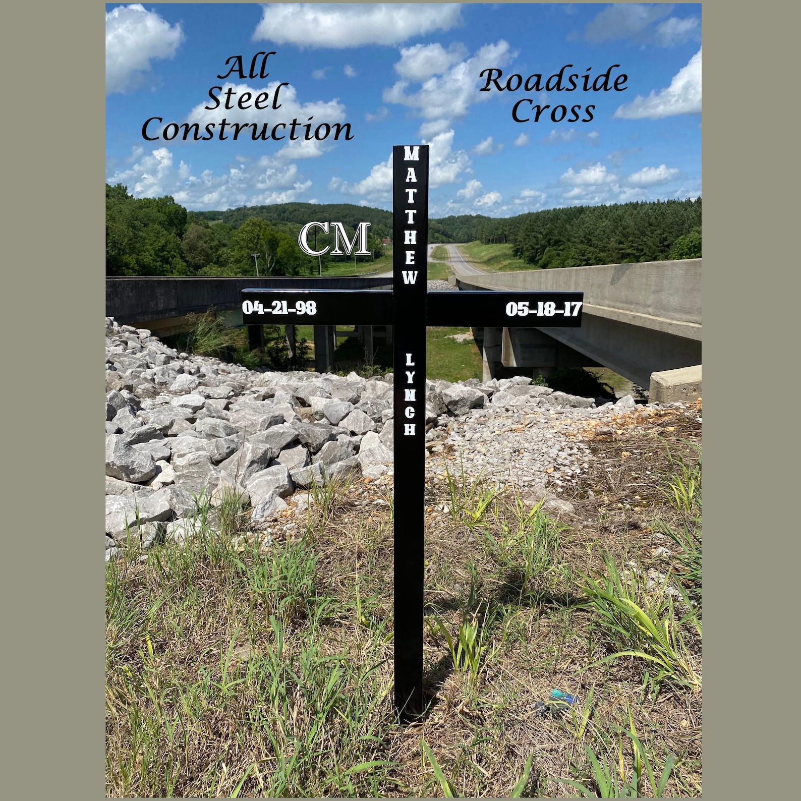 STEEL Personalized Roadside Cross// Memorial Cross// Roadside Memorial ...
