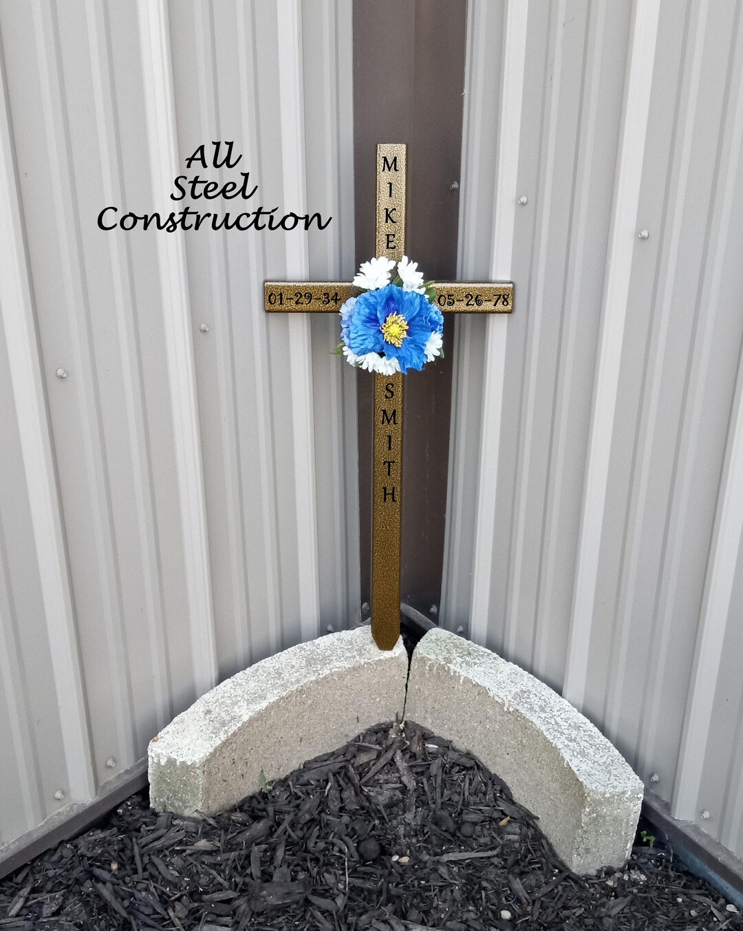 STEEL Memorial Cross// Personalized Cross// Memorial Cross// Cemetery ...