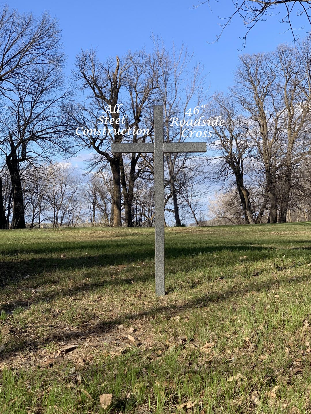 46" STEEL Roadside Memorial Cross: Accident Site Metal Cross - Etsy