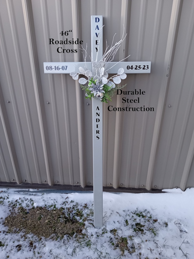 STEEL Roadside Cross, Tall Roadside Memorial, Memorial Tribute ...