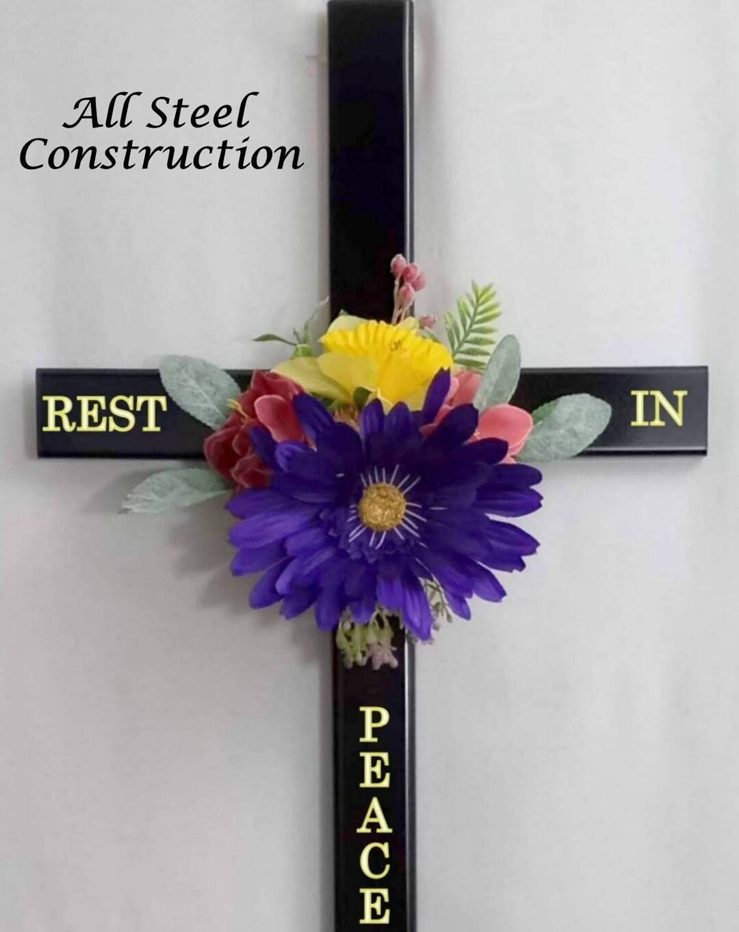 STEEL Personalized Memorial Cross// Cemetery Cross// Cross// Funeral ...