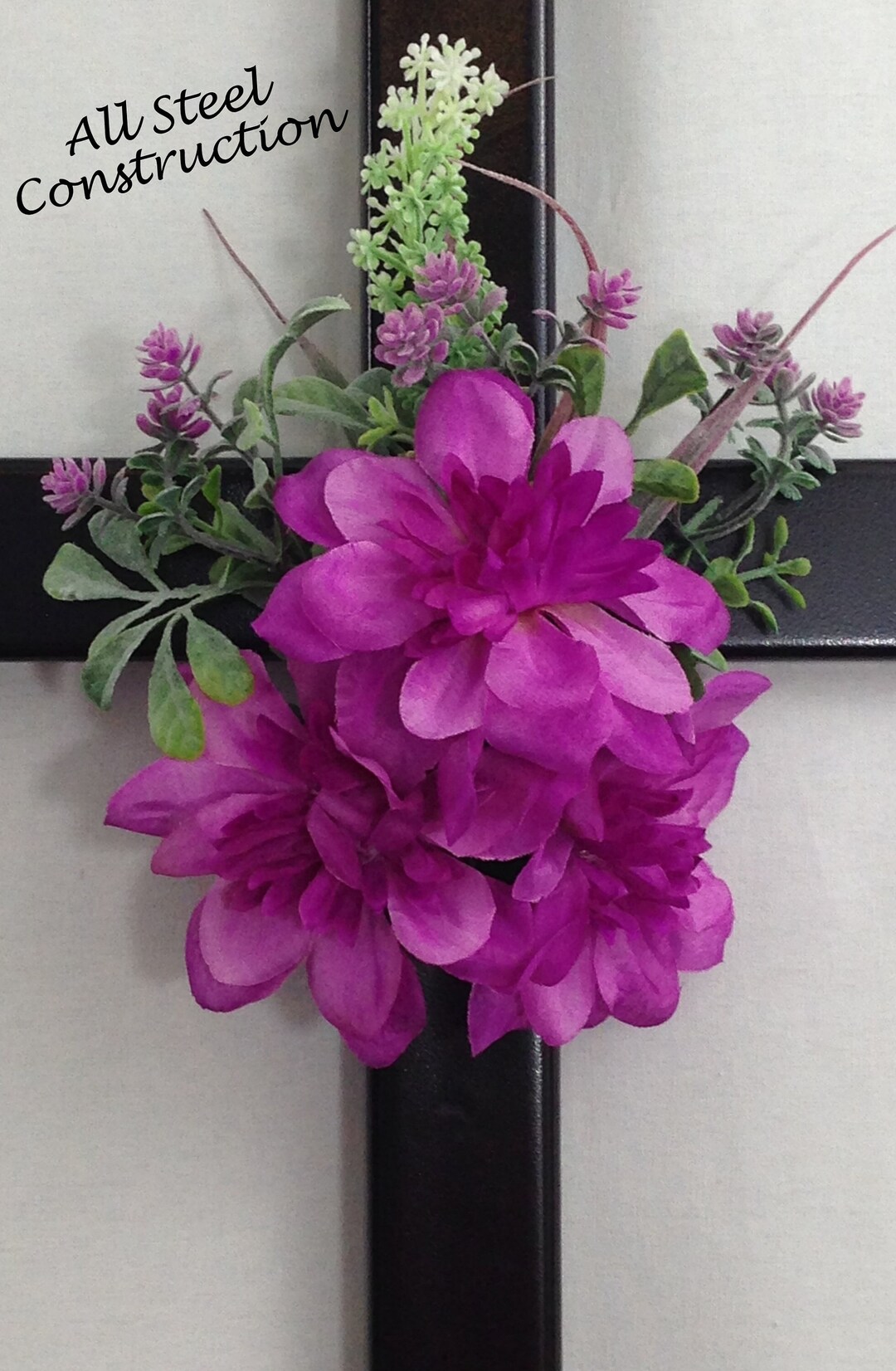 STEEL Memorial Cross// Grave Site Cross// Cemetery Cross// Black Cross ...