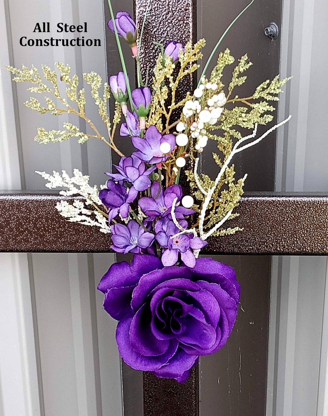 STEEL Personalized Roadside Memorial Cross// Roadside Cross// - Etsy