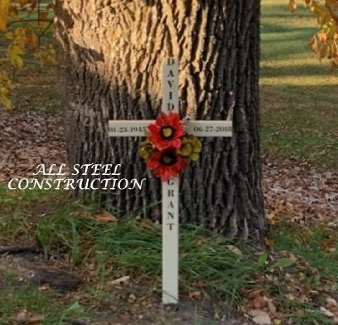 STEEL Cross Personalized Memorial Cross// Graveside Cross// Grave Site ...