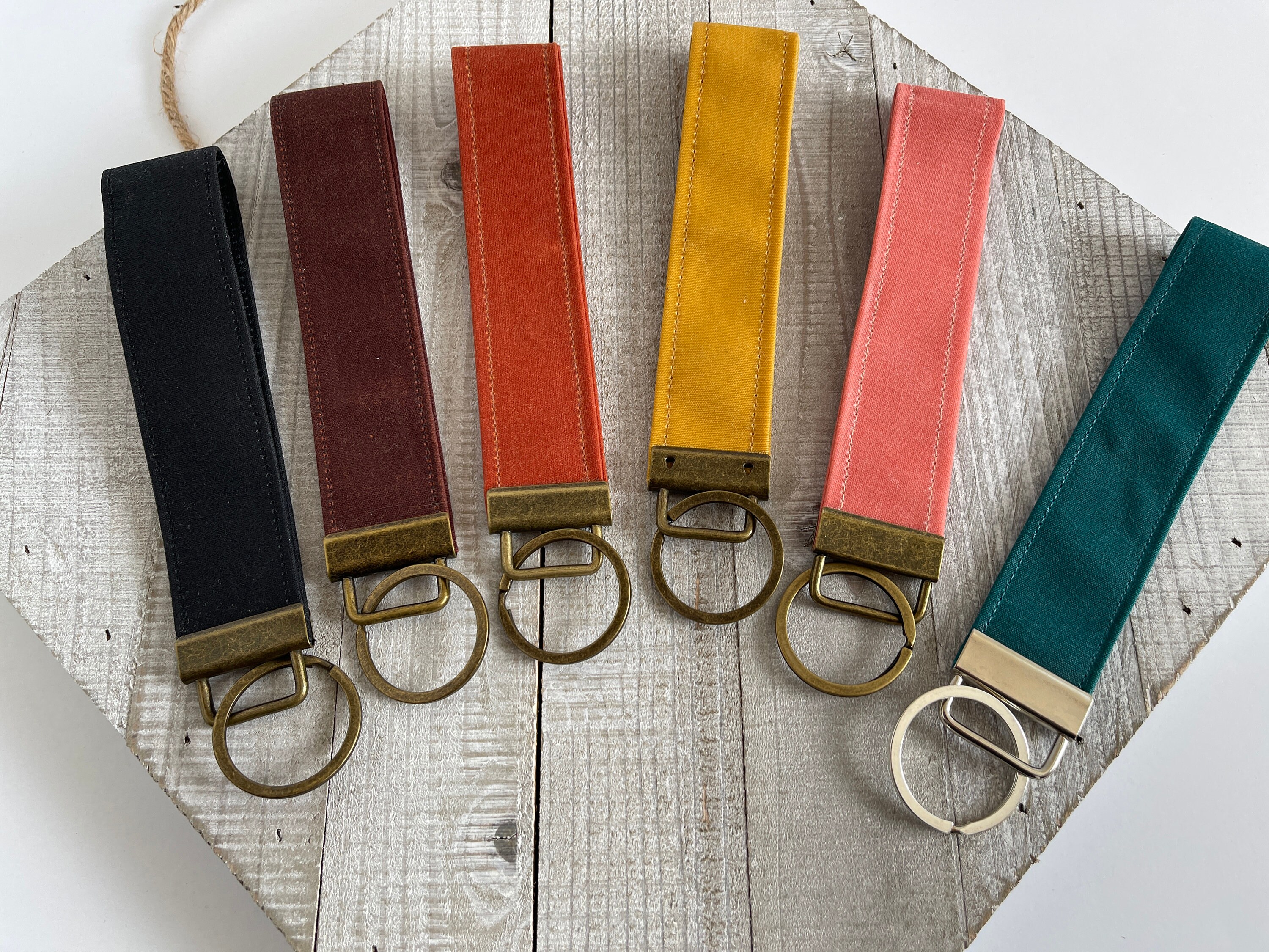 Waxed Canvas Key Chains, Minimalist Keychains, Handmade Key Chain Rings ...