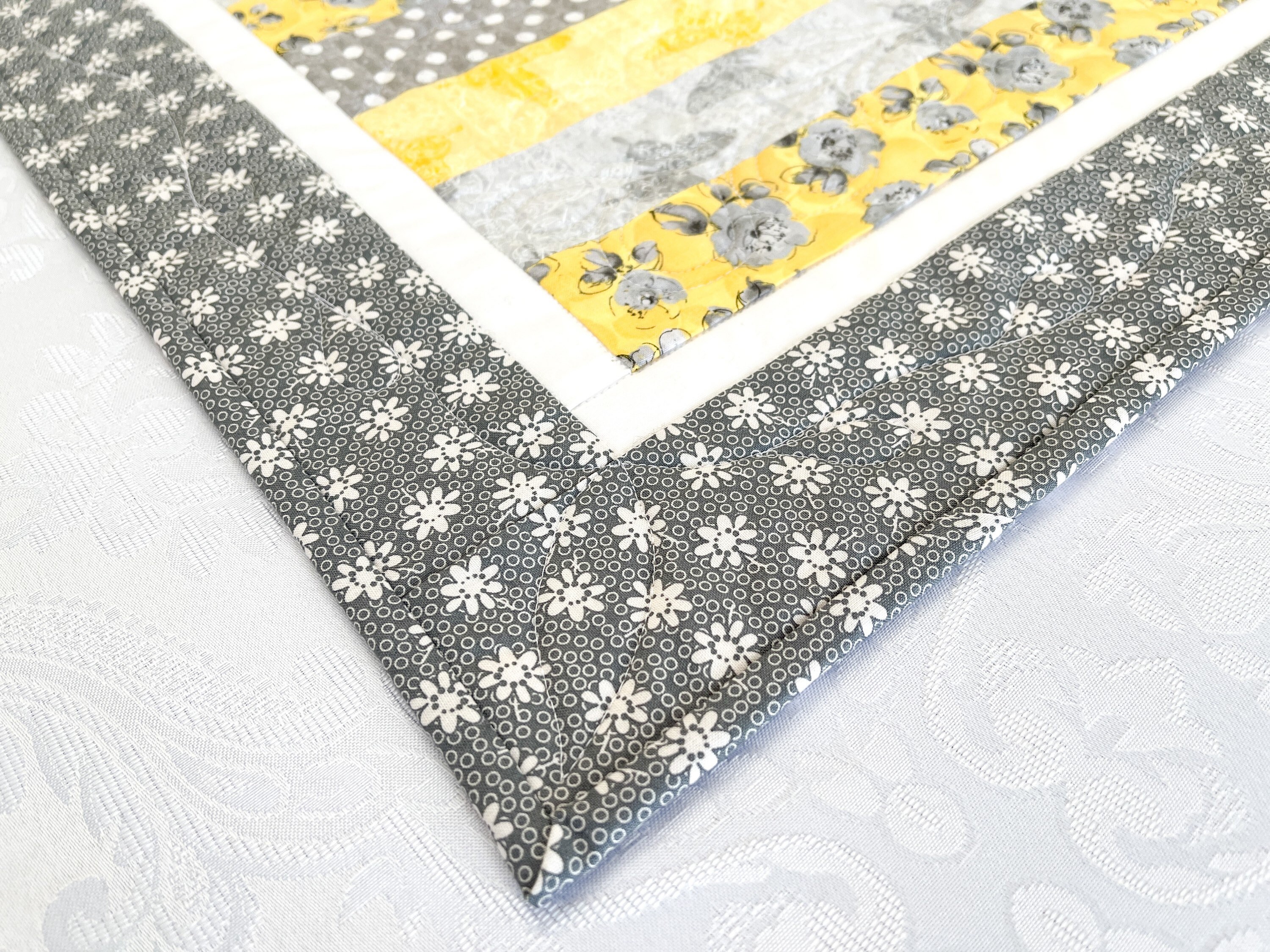 Quilted Table Runner Gray Modern Coffee Table Linens Neutral - Etsy