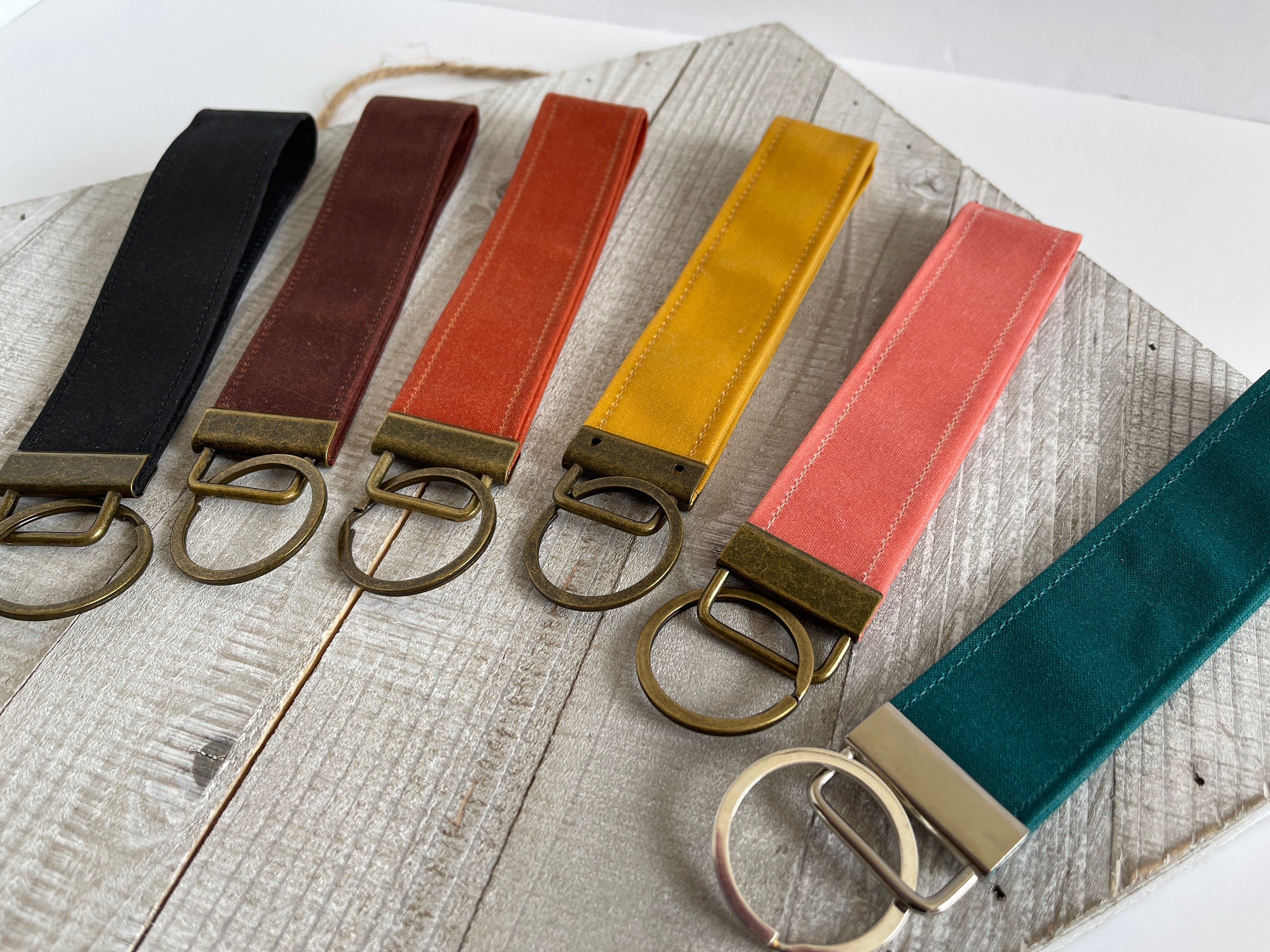 Waxed Canvas Key Chains, Minimalist Keychains, Handmade Key Chain Rings ...