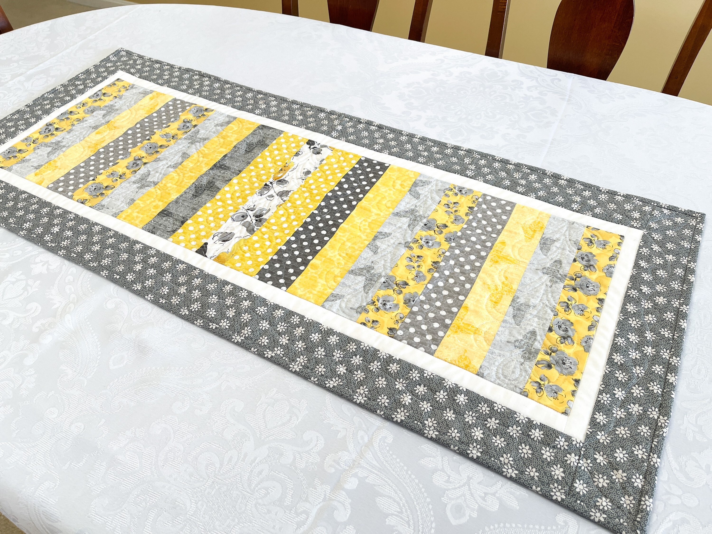 Quilted Table Runner Gray Modern Coffee Table Linens Neutral - Etsy