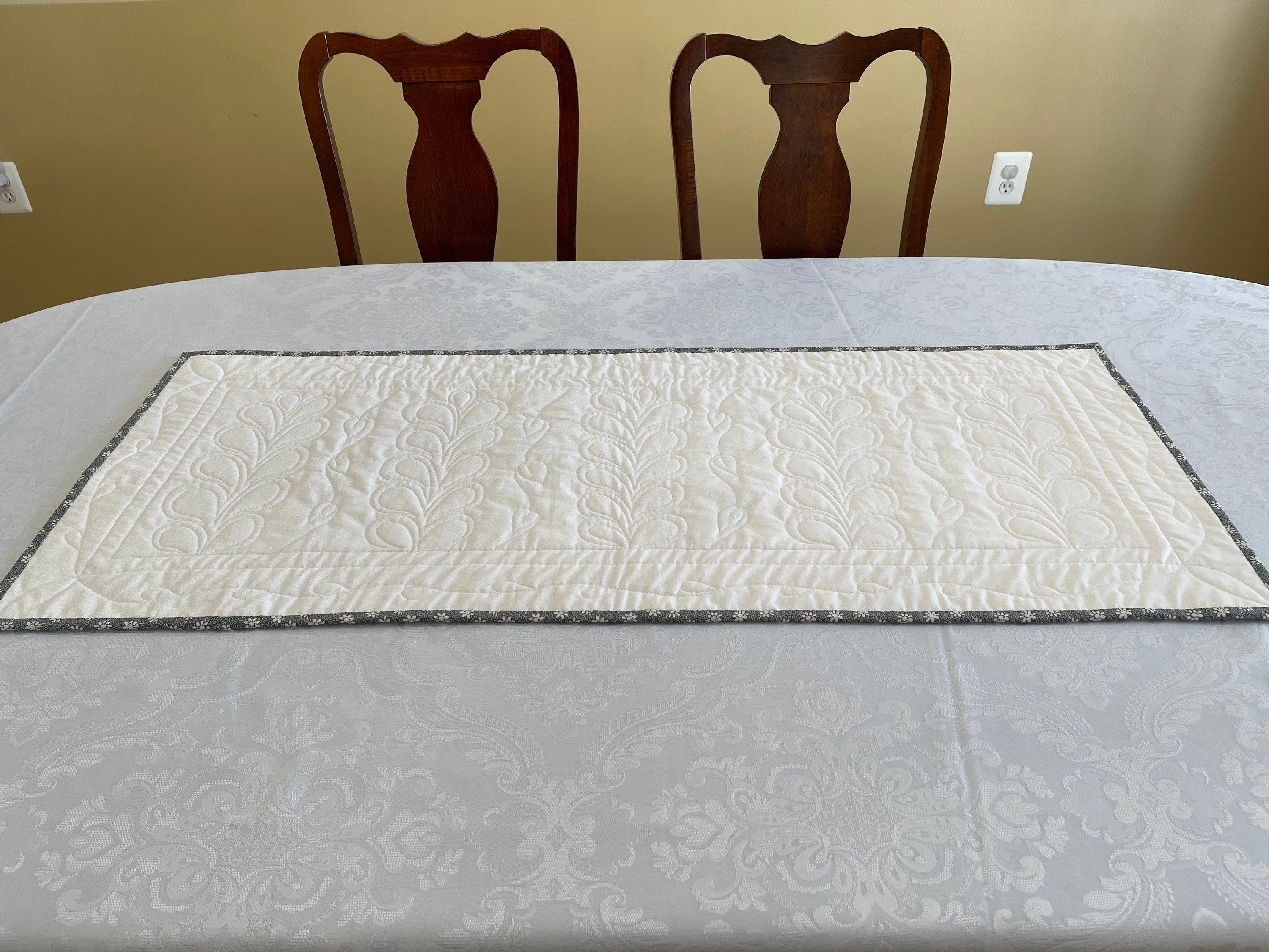 Quilted Table Runner Gray Modern Coffee Table Linens Neutral - Etsy