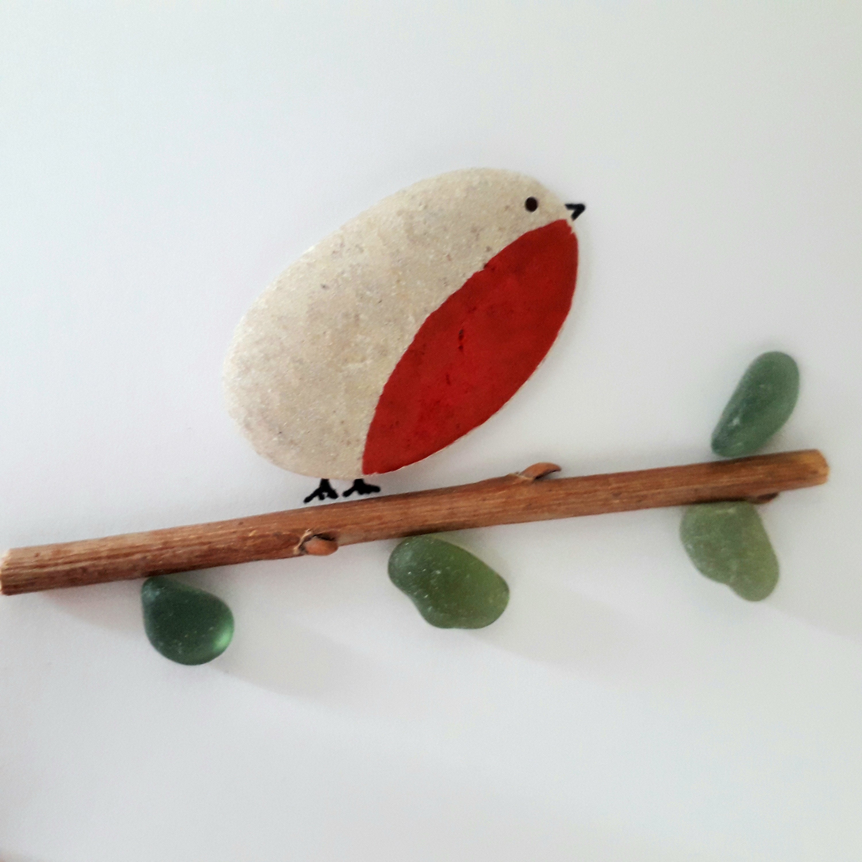 Robin Sea Glass & Pebble Art 5 X 5 Inches Framed Beach Glass - Etsy