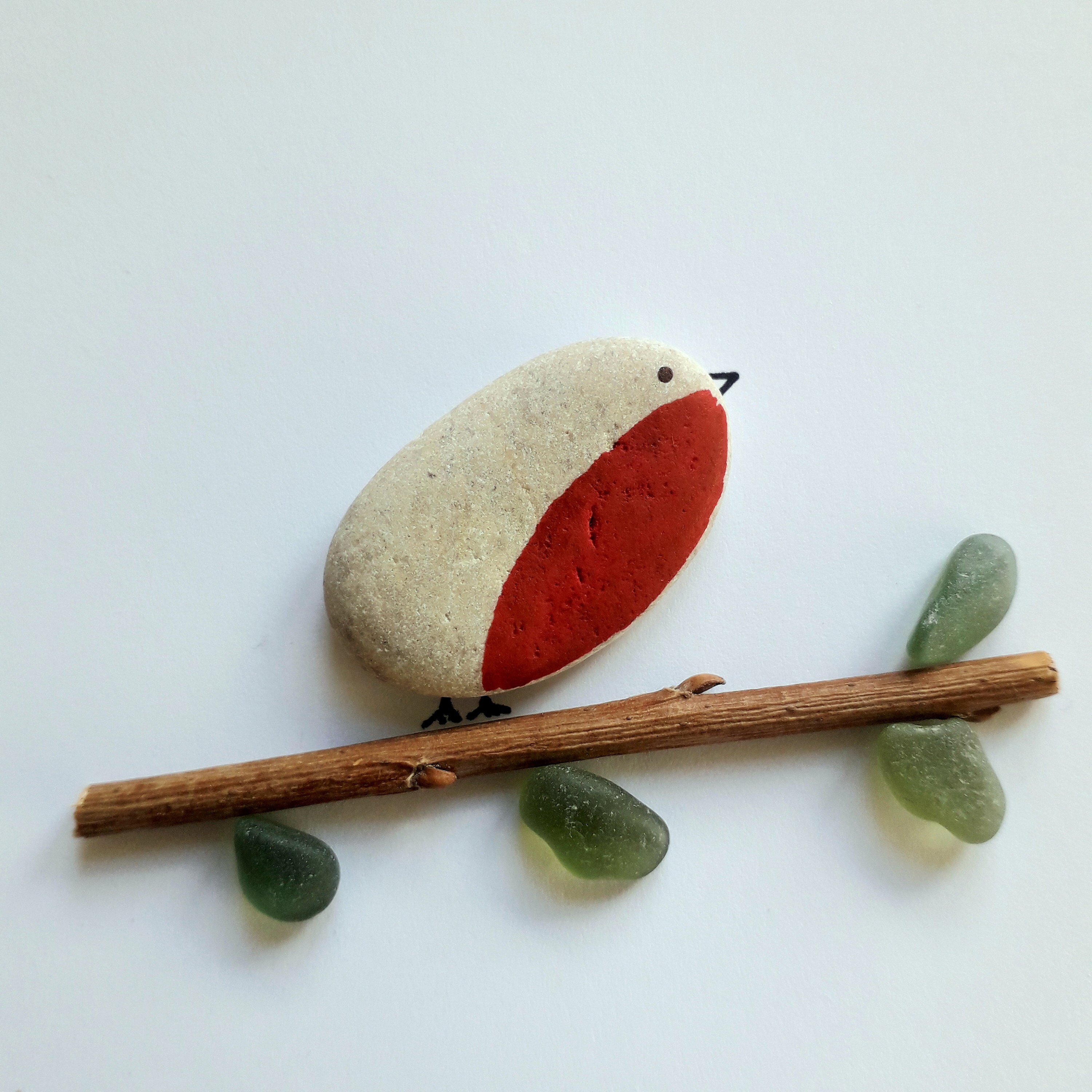 Robin Sea Glass & Pebble Art 5 X 5 Inches Framed Beach Glass - Etsy