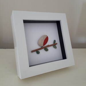 Robin Sea Glass & Pebble Art 5 X 5 Inches, Framed Beach Glass and Stone ...