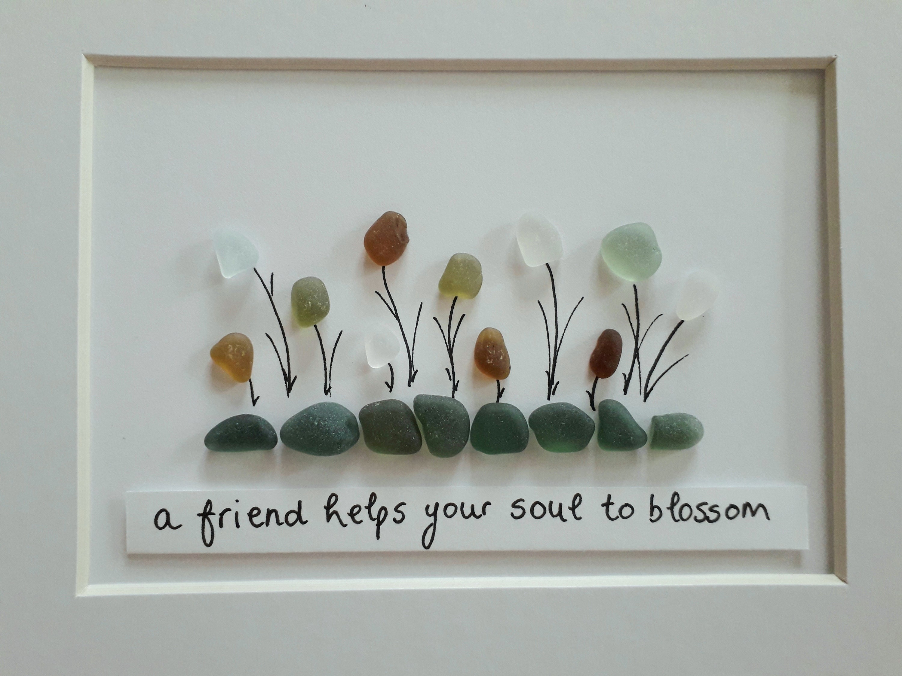 Sea Glass Friendship Art Framed 6 X 8 Inches, Female Friend Birthday ...